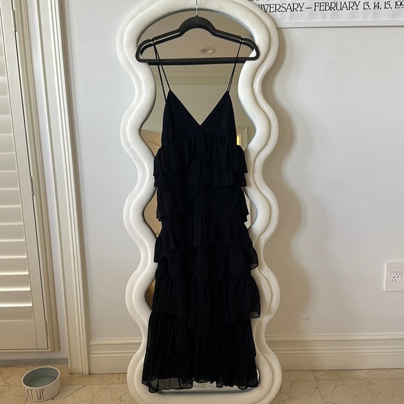 Zara | Dresses | Zara Black Ruffled Maxi Dress | Poshmark